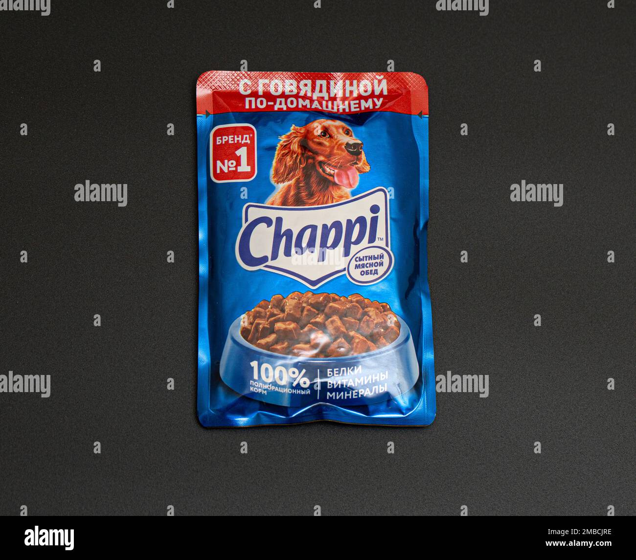 Anapa, Russia , November 28, 2022:A bag of Chappi dog snack isolated on ...