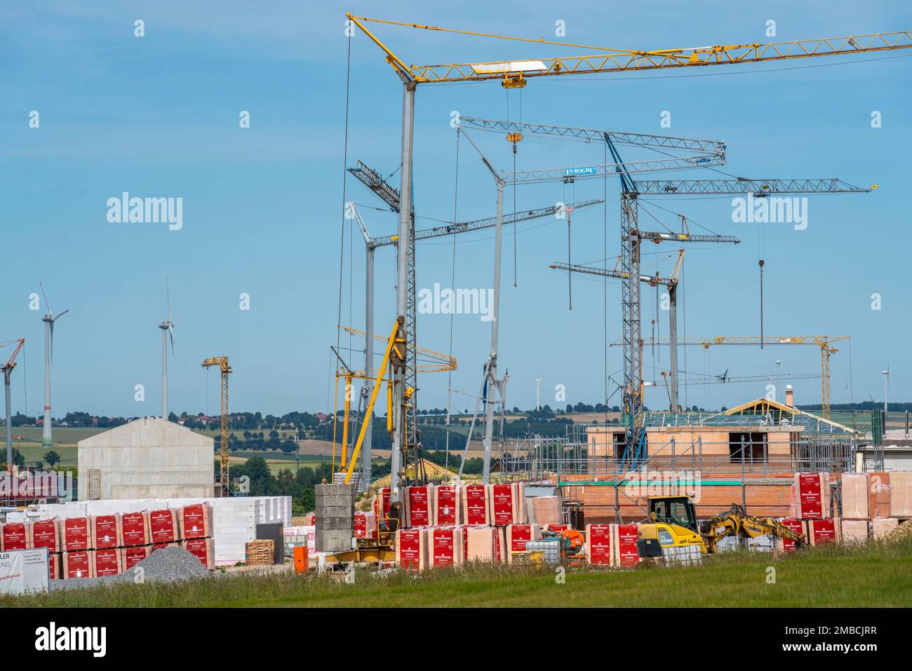 New development area near Bad Wünnenberg, construction sites of various ...
