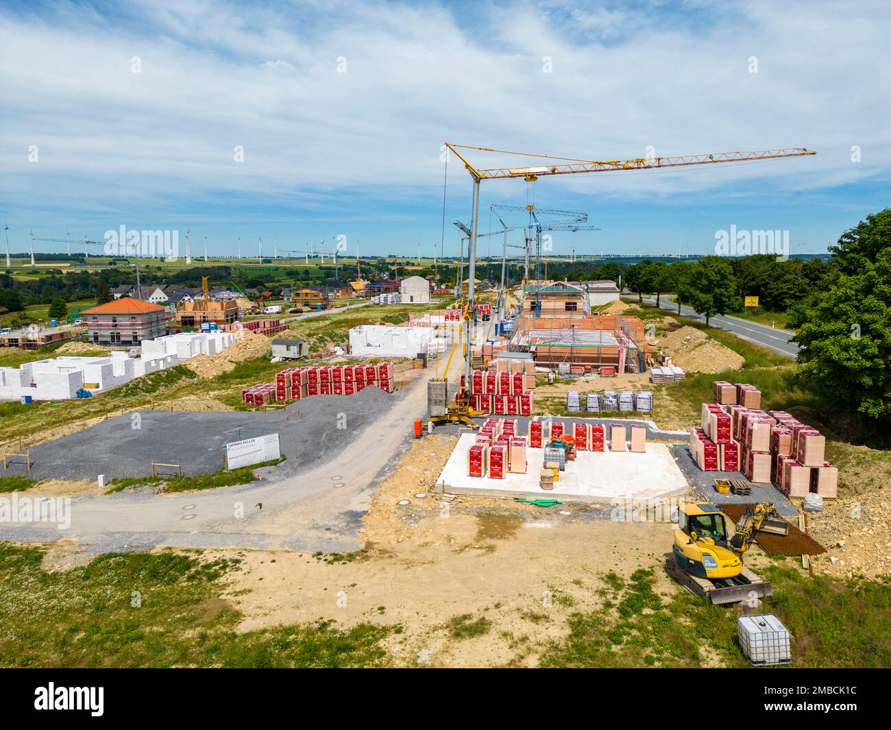 New development area near Bad Wünnenberg, construction sites of various ...