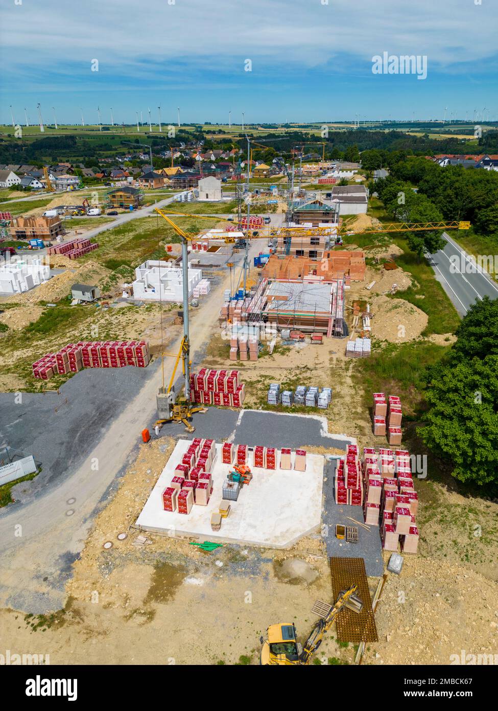 New development area near Bad Wünnenberg, construction sites of various ...