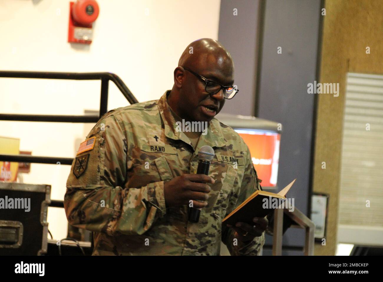Fort McCoy Garrison Chaplain (Maj.) Robert Rand speaks to event-goers ...