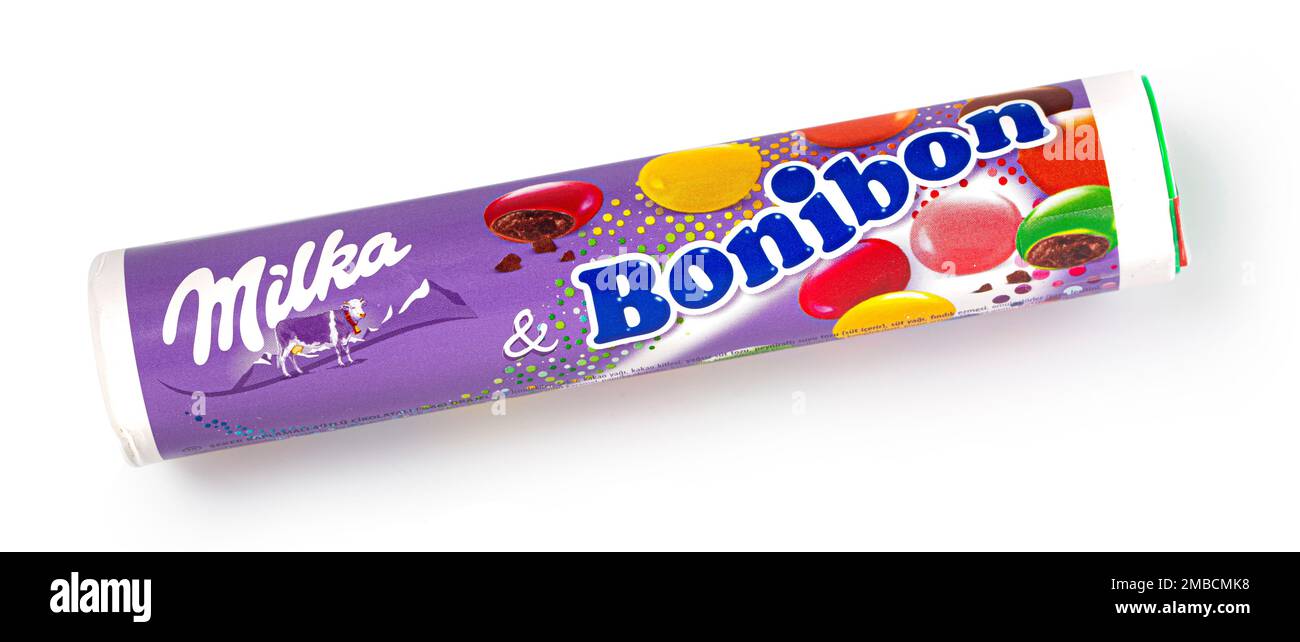 Anapa, Russia - December 10. 2022:, Bonibon Milka chocolate candies ...