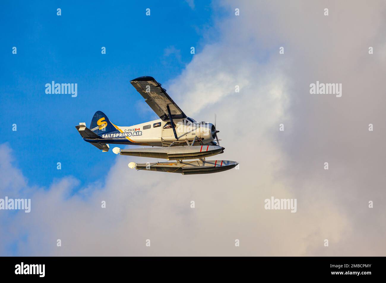 DeHavilland Beaver floatplane arriving in Vancouver Canada Stock Photo ...