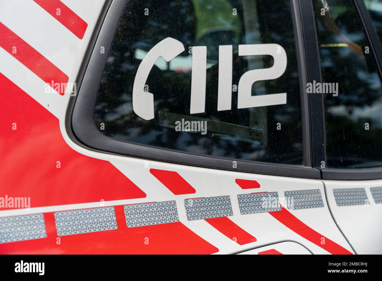 Rescue service, vehicle, inscription emergency call 112 Stock Photo - Alamy