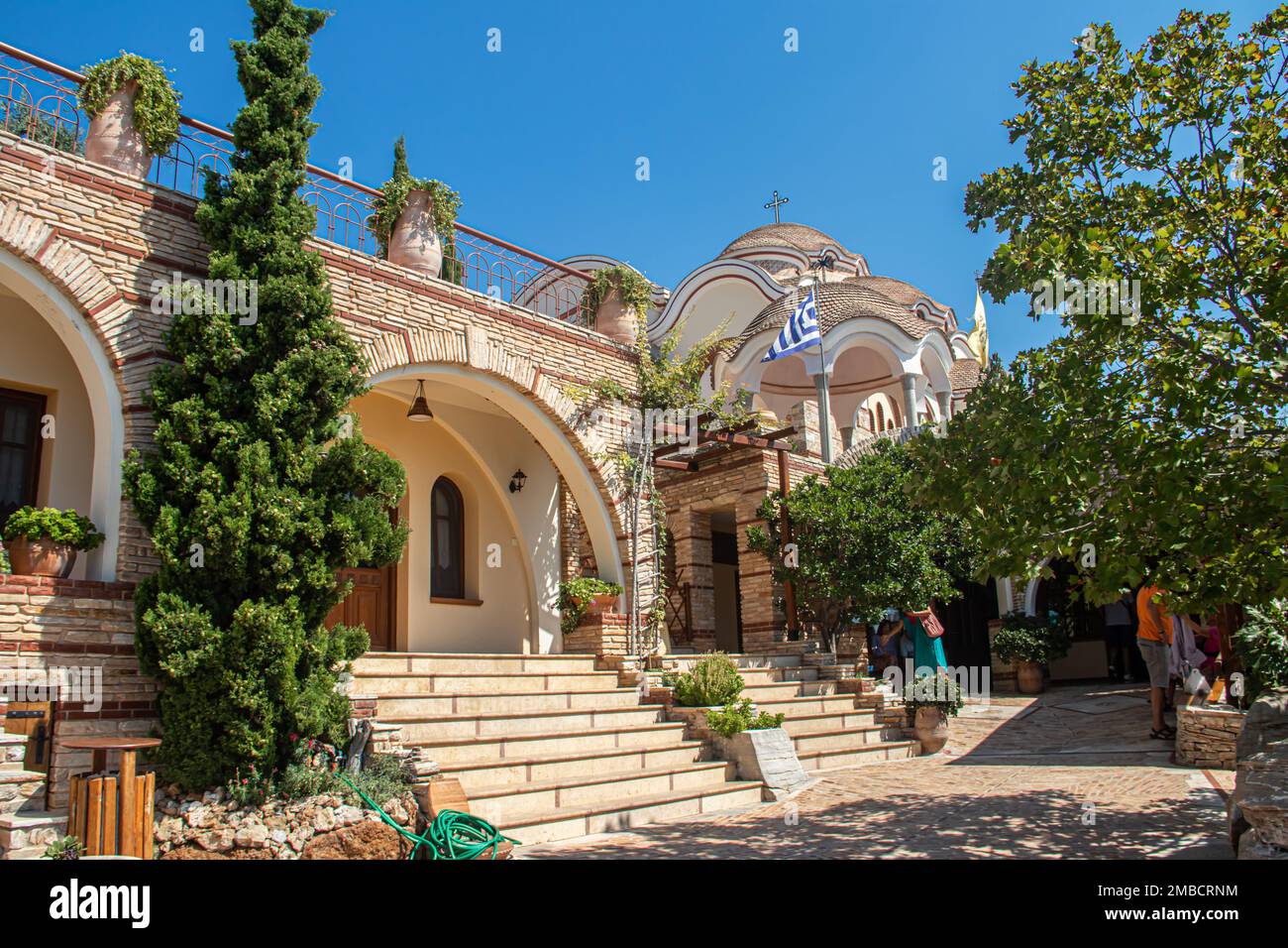 View on backyard of Monastery of Archangel Michael in Greece, Thasos ...