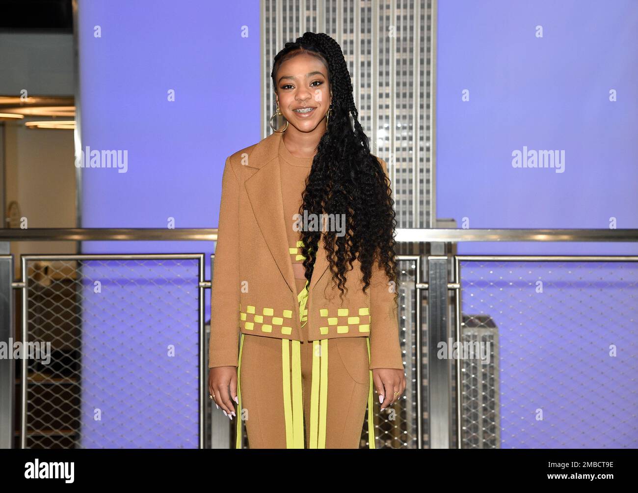 Actor Priah Ferguson participates in the ceremonial lighting of the ...