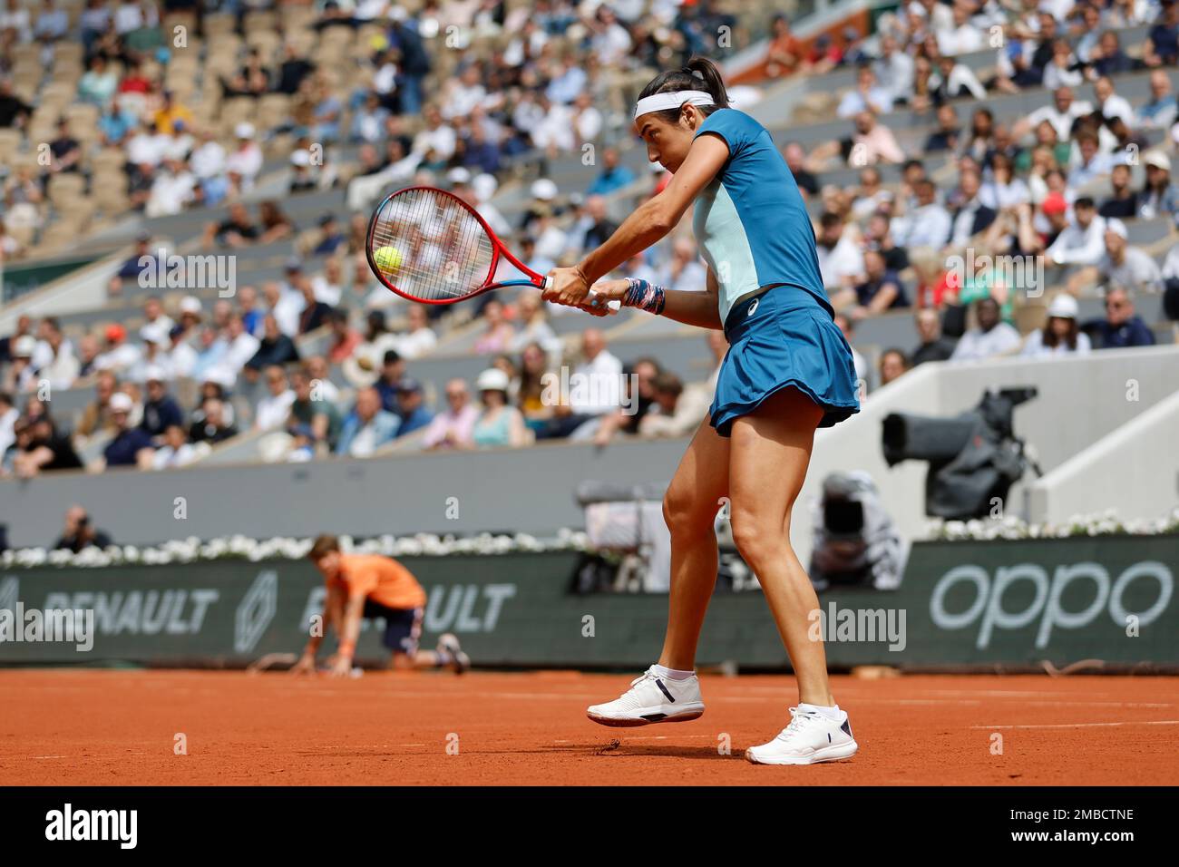 France's Caroline Garcia plays a shot against Madison Keys of the U.S ...