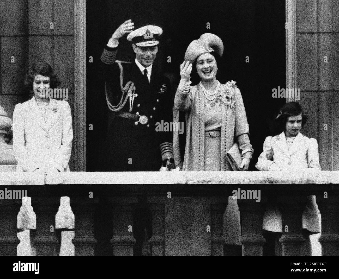 FILE - Britain's King George VI and Queen Elizabeth appear with their ...