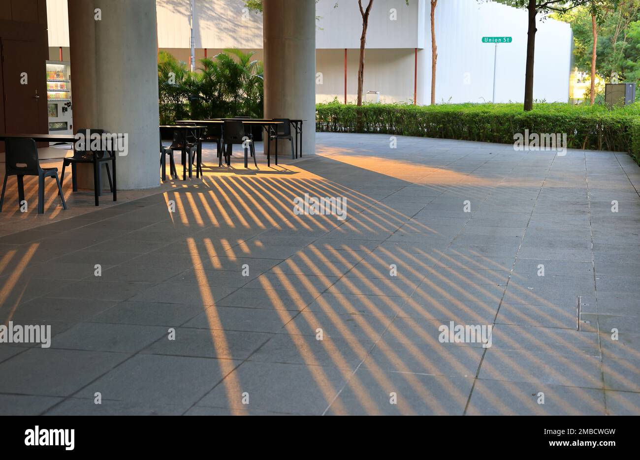 Lights and shadows. Abstract light, black shadow overlay at the floor ...