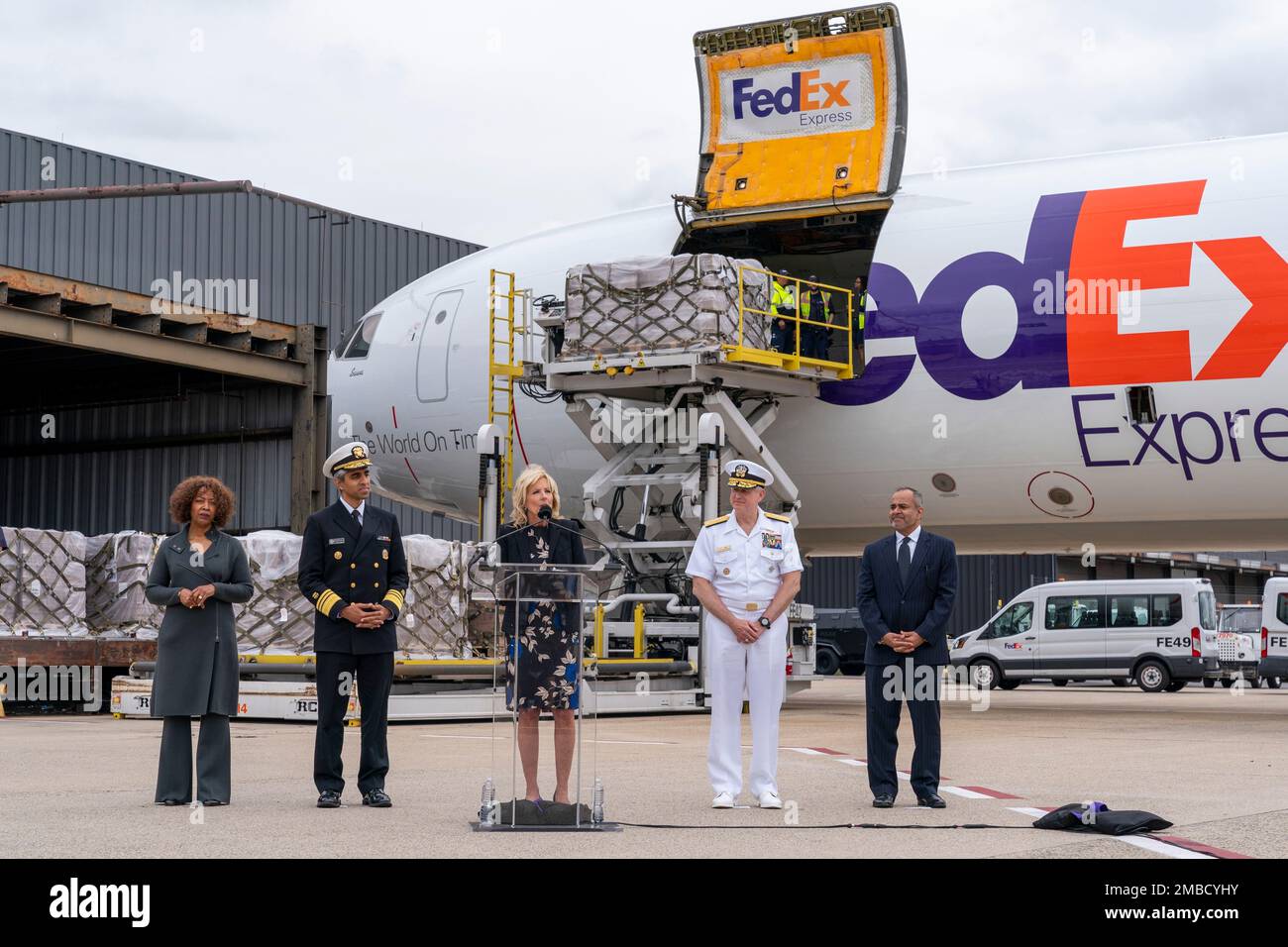 First lady Jill Biden, center, speaks next to from left, Gina Adams ...