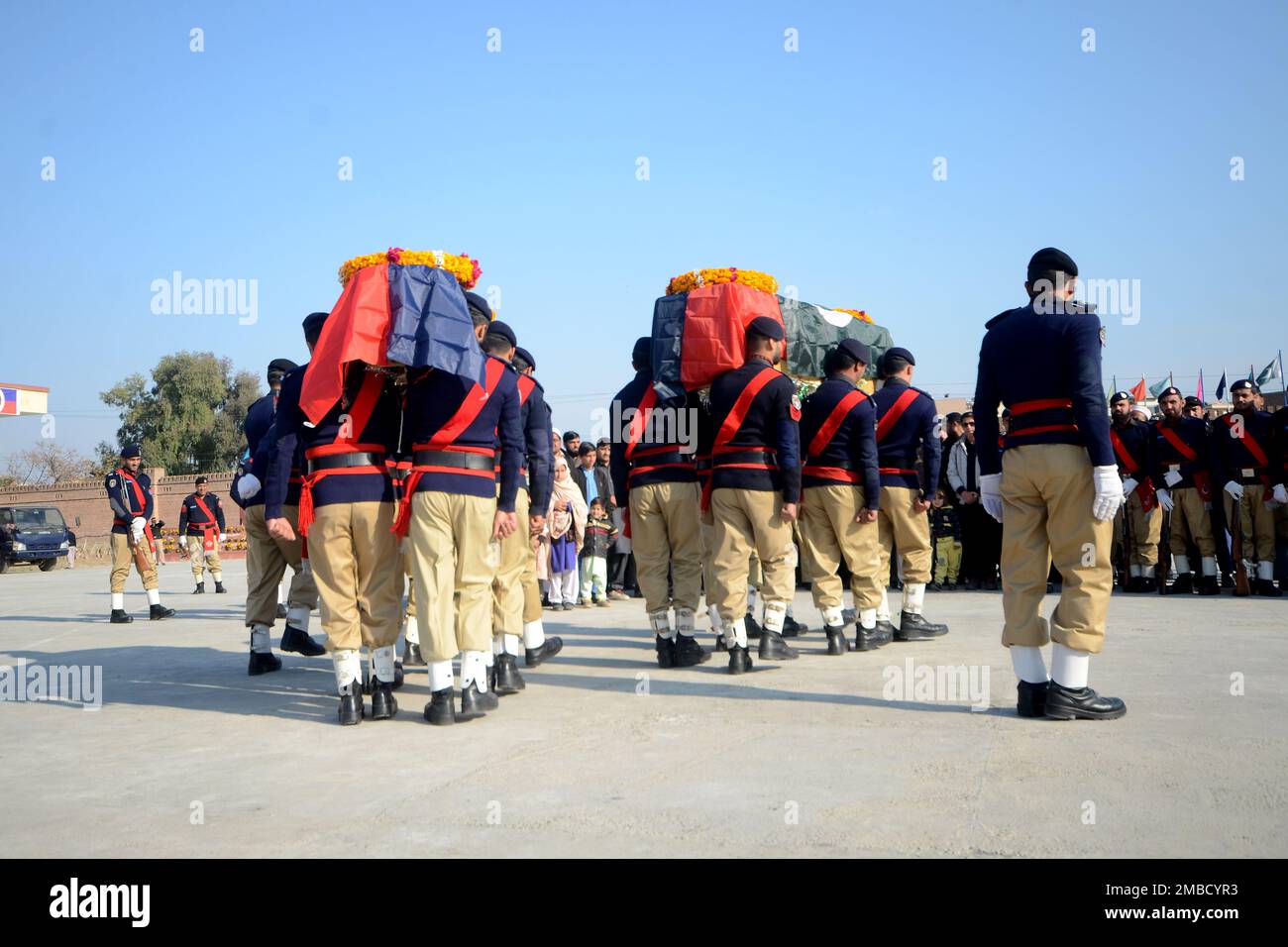 Khyber Agency, Pakistan. 20th Jan, 2023. People attend the funeral of ...