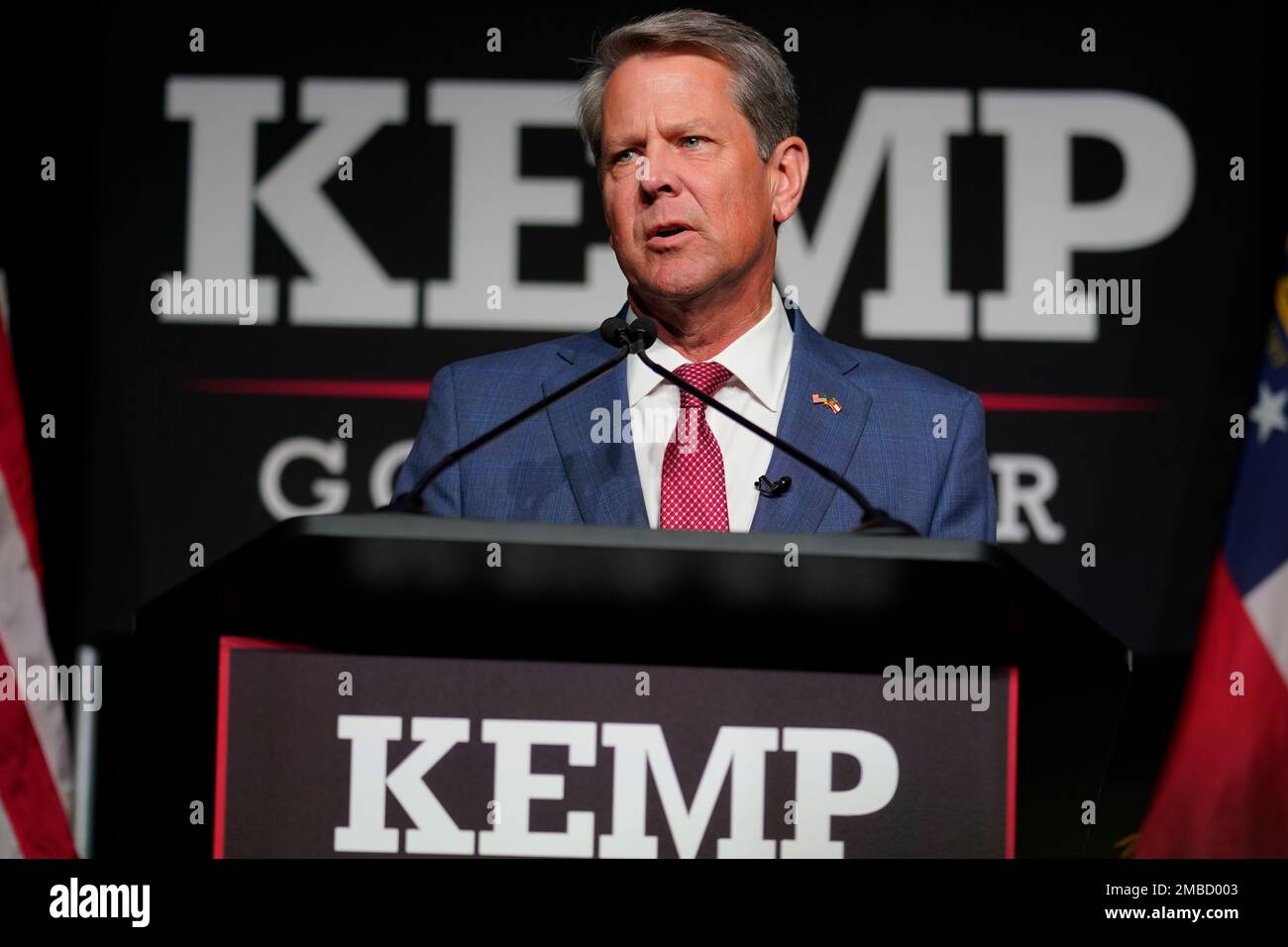 Gov. Brian Kemp speaks during an election-night watch party Tuesday ...
