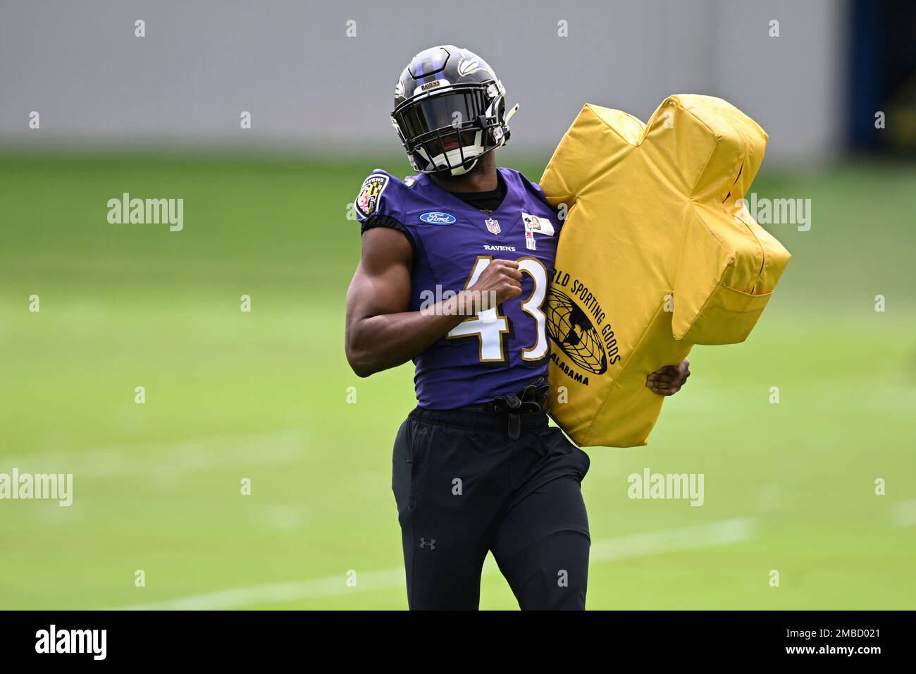 Baltimore Ravens running back Justice Hill during an NFL football ...
