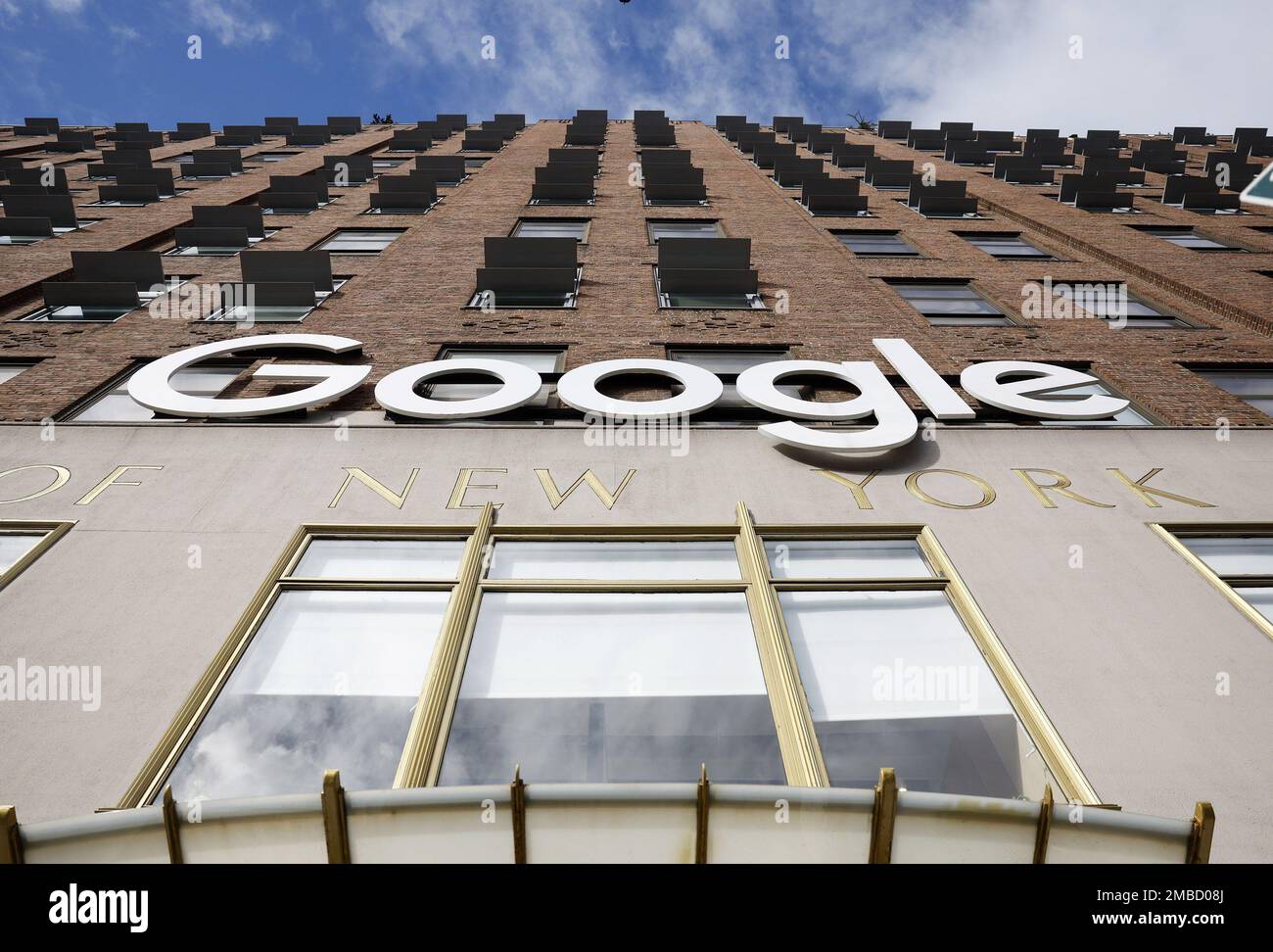 New York, United States. 19th Jan, 2023. The Google brand logo hangs ...