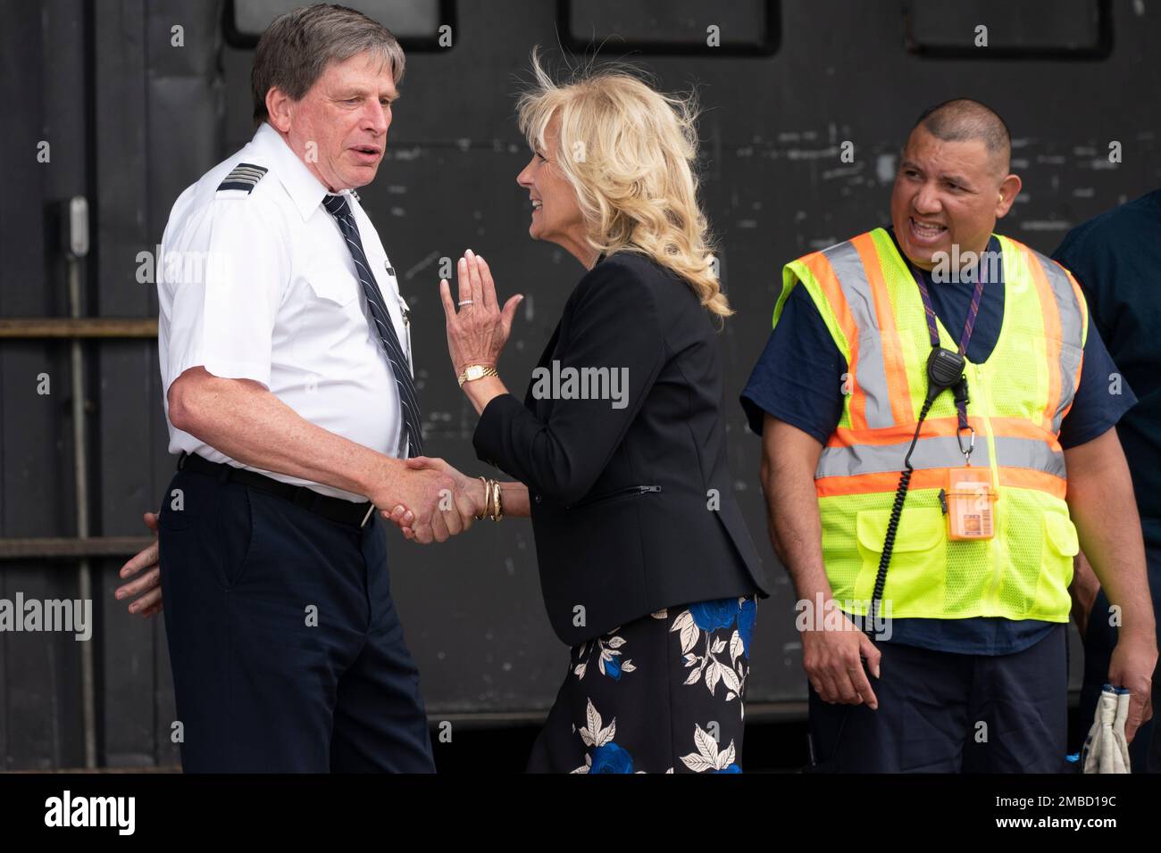 First lady Jill Biden greets FedEx pilots and staff after speaking ...