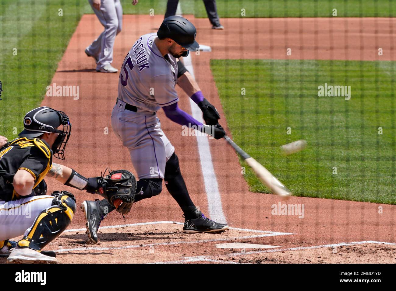 Colorado Rockies' Randal Grichuk doubles off Pittsburgh Pirates relief ...