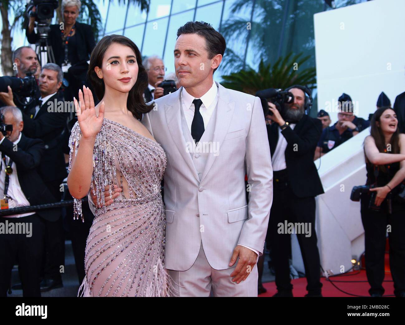 Caylee Cowan, left, and Casey Affleck pose for photographers upon ...