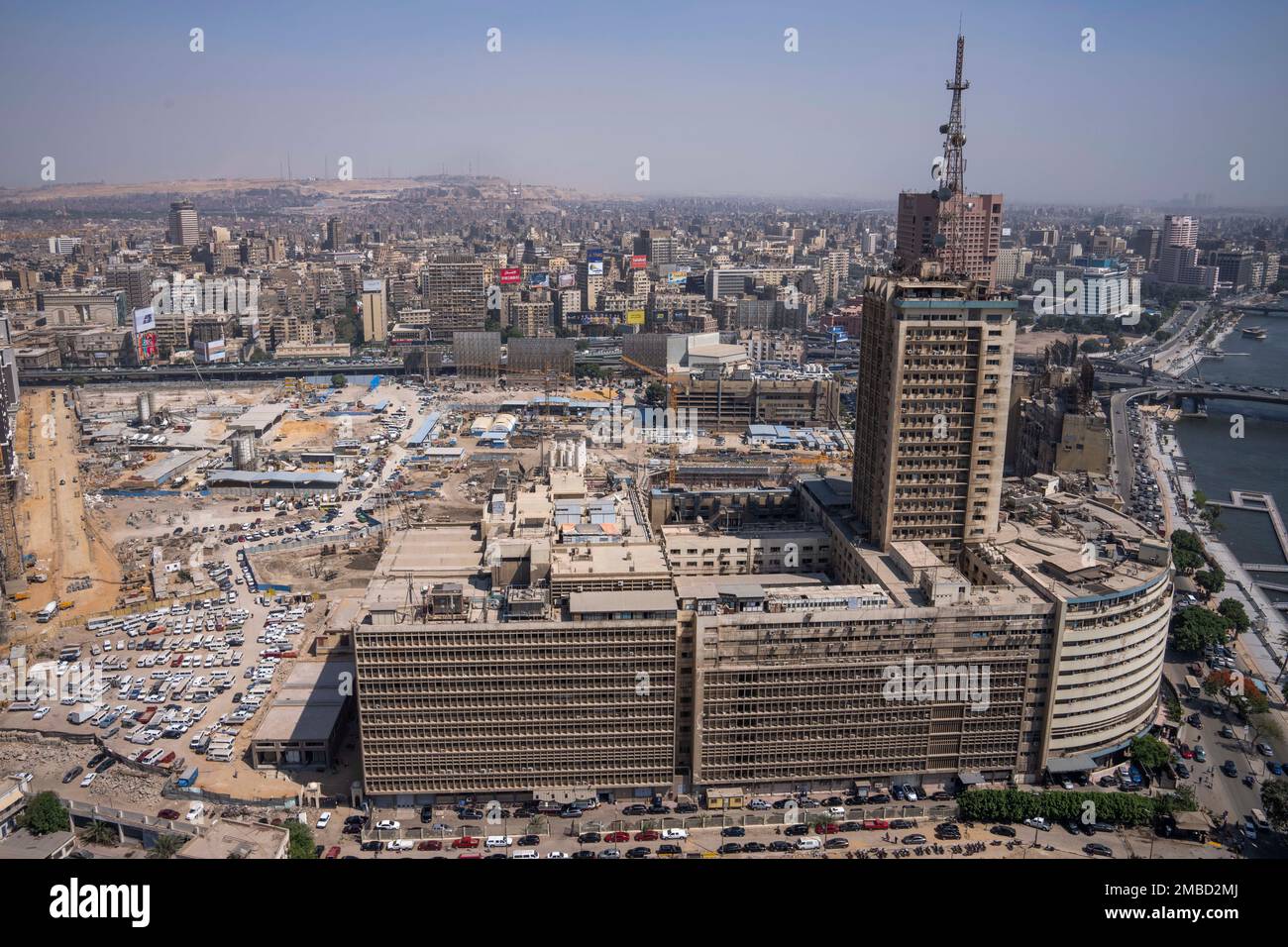 The Maspero Television Building in on the banks of the Nile River in ...