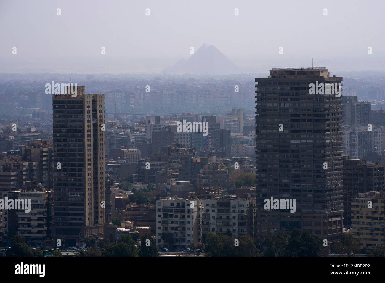 The Pyramids of Giza are shrouded in smog, in Egypt Wednesday, May 25 ...