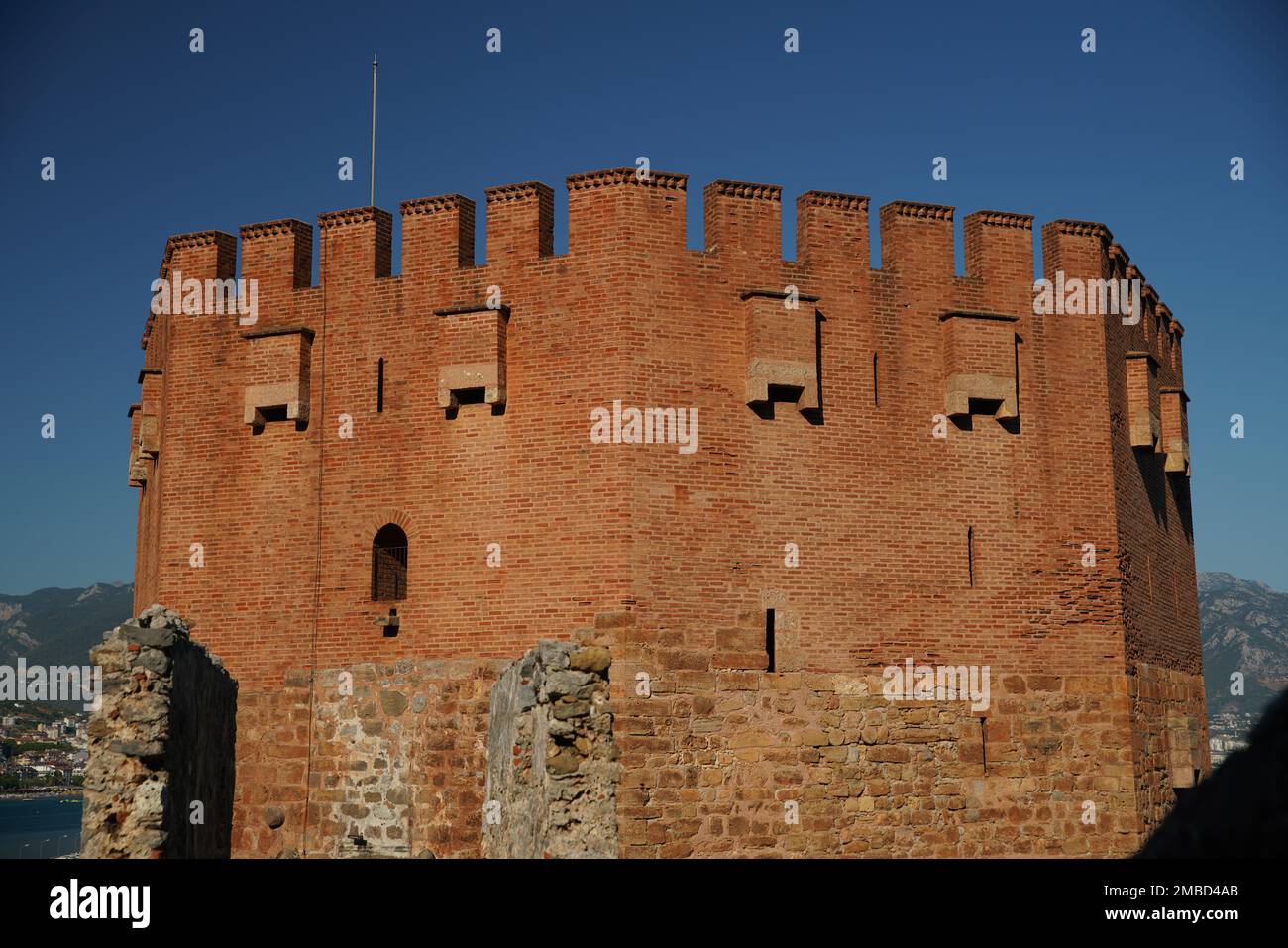 Red Tower in Alanya Town, Antalya City, Turkiye Stock Photo - Alamy