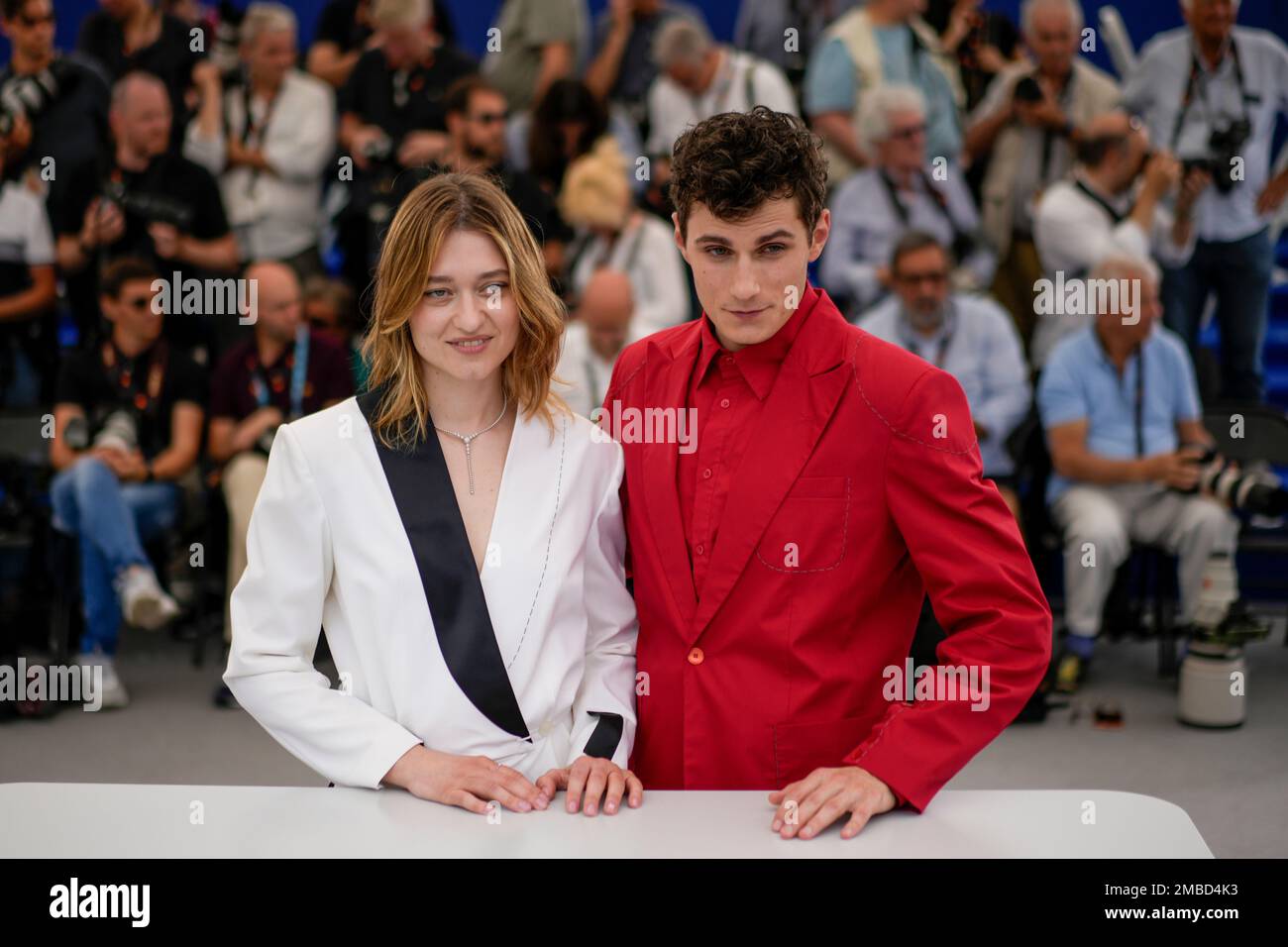 Rita Burkovska, left, and Lyubomyr Valivots pose for photographers at the photo call for the ...
