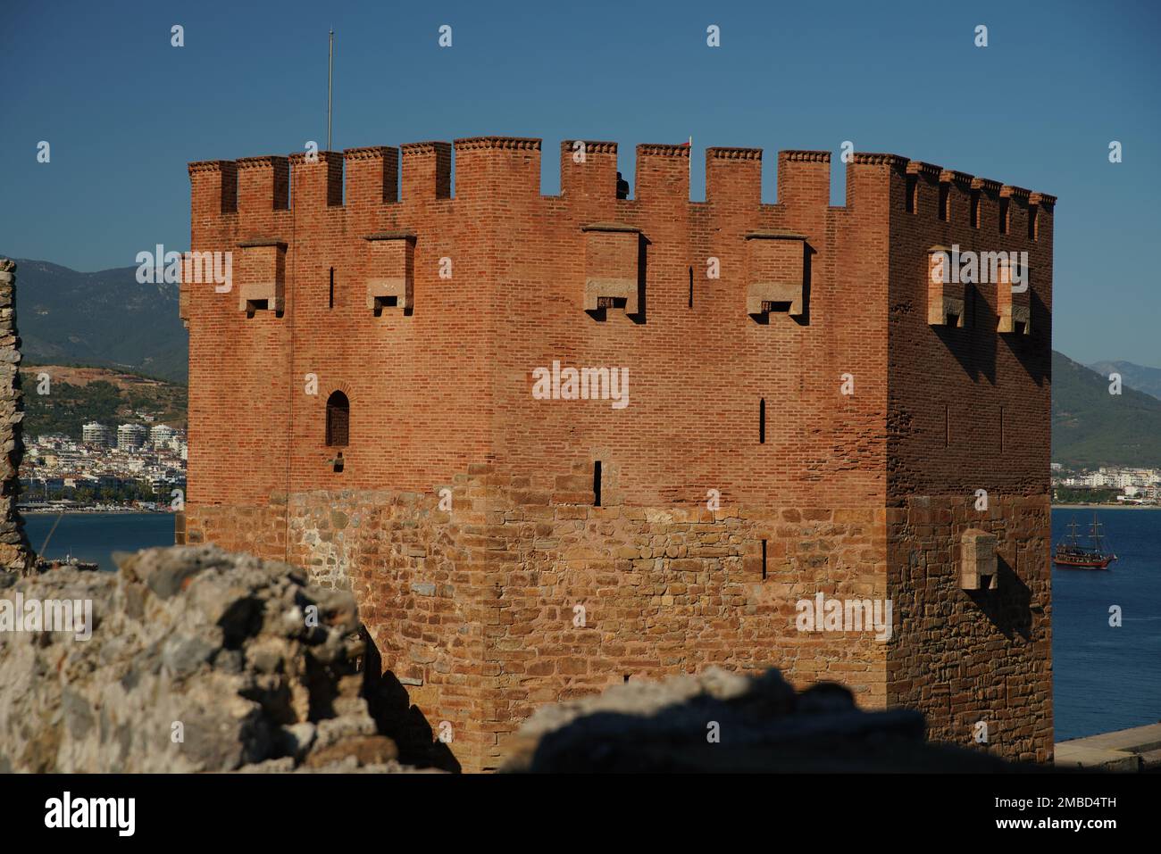 Red Tower in Alanya Town, Antalya City, Turkiye Stock Photo - Alamy