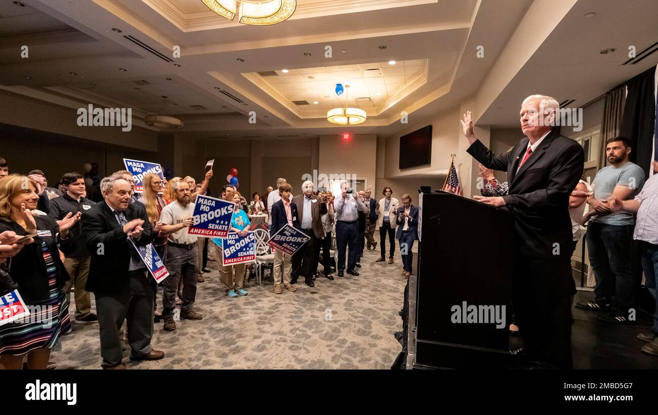 Rep. Mo Brooks speaks to supporters at his watch party for the ...
