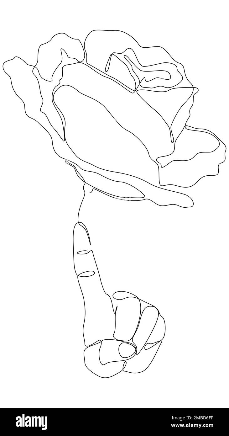 One continuous line of index finger pointng at rose. Thin Line ...