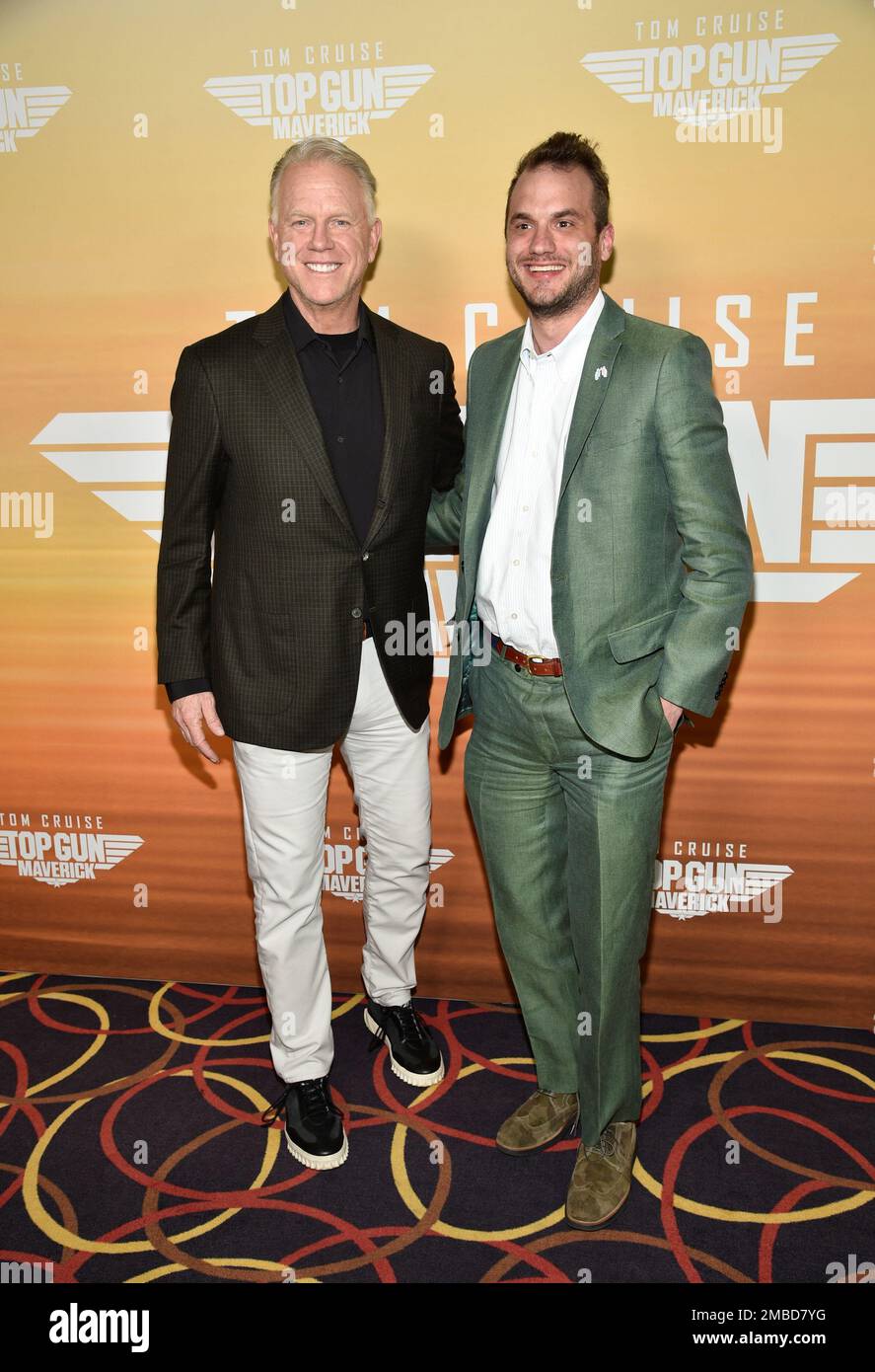 Boomer Esiason, left, and son Gunnar Esiason attend a special screening of "Top Gun: Maverick ...