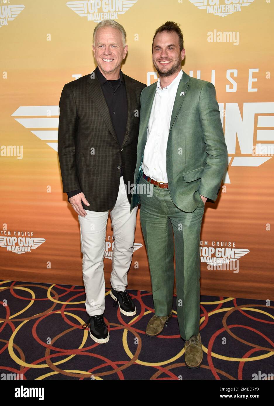 Boomer Esiason, left, and son Gunnar Esiason attend a special screening of "Top Gun: Maverick ...