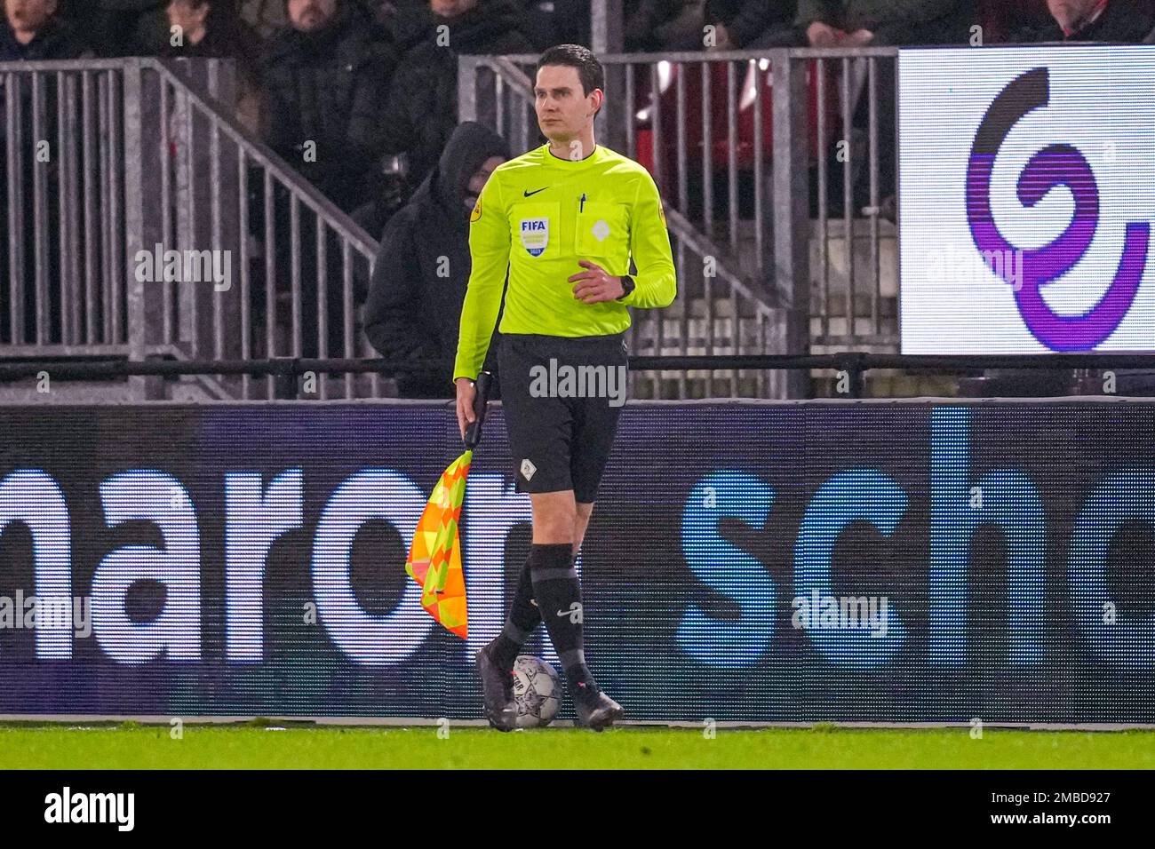 ALMERE, NETHERLANDS - JANUARY 20: assistant referee Dyon Fikkert during ...