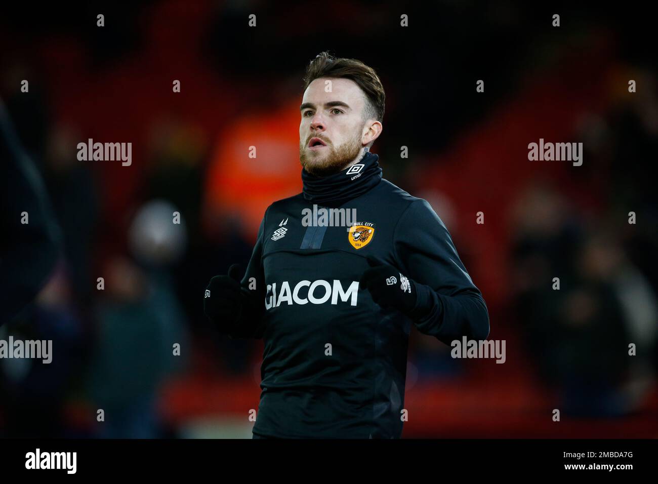 Aaron Connolly #49 of Hull City warms up before the Sky Bet ...