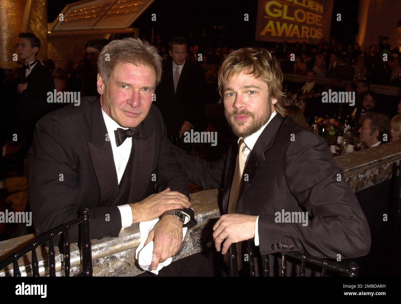 Harrison Ford & Brad Pitt at the Golden Globe Awards in 2002 Credit ...