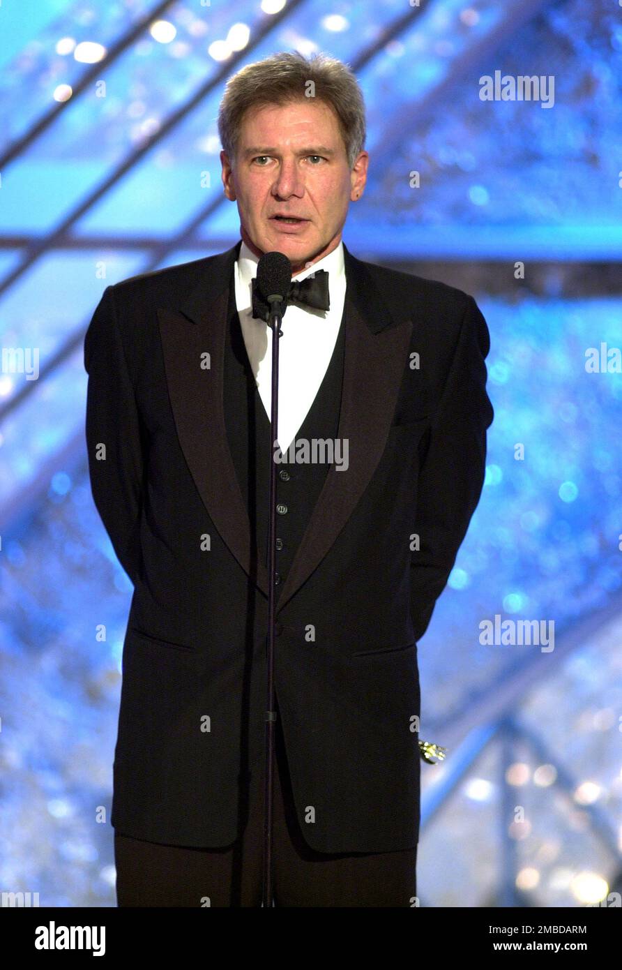 Harrison Ford at the Golden Globe Awards in 2002 Credit: Ron Wolfson ...