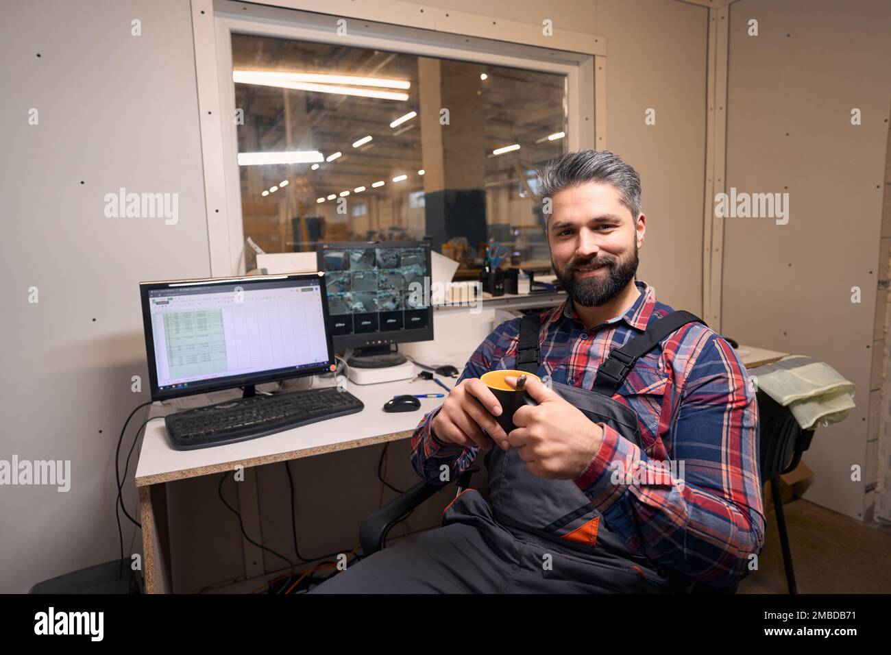 Security monitoring rooms of workshop through surveillance cameras ...