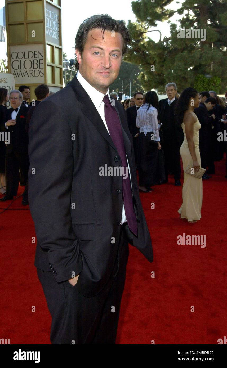 Matthew Perry at the Golden Globe Awards in 2002 Credit: Ron Wolfson ...