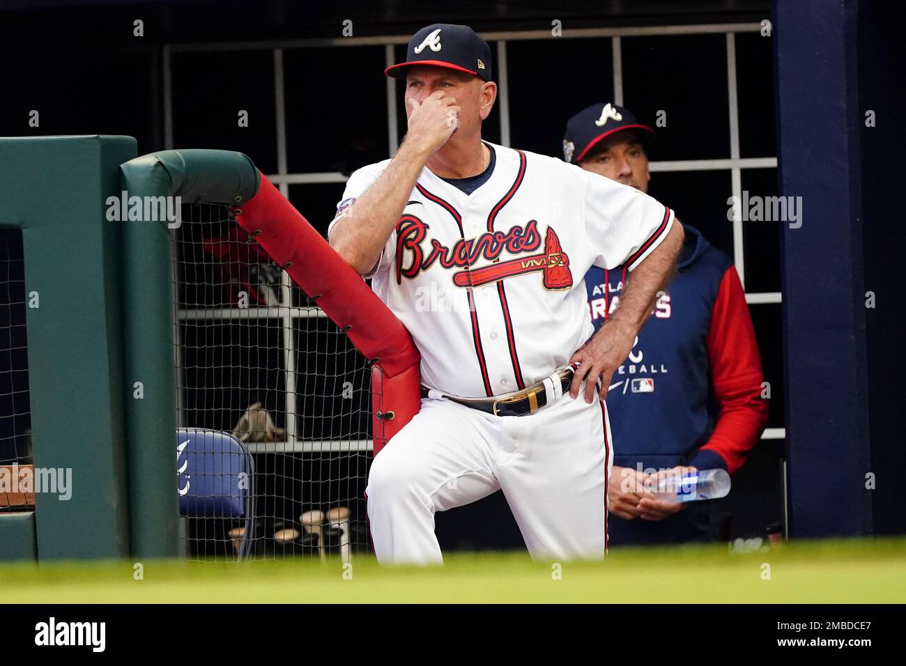 Atlanta Braves manager Brian Snitker (43) is shown during a baseball ...