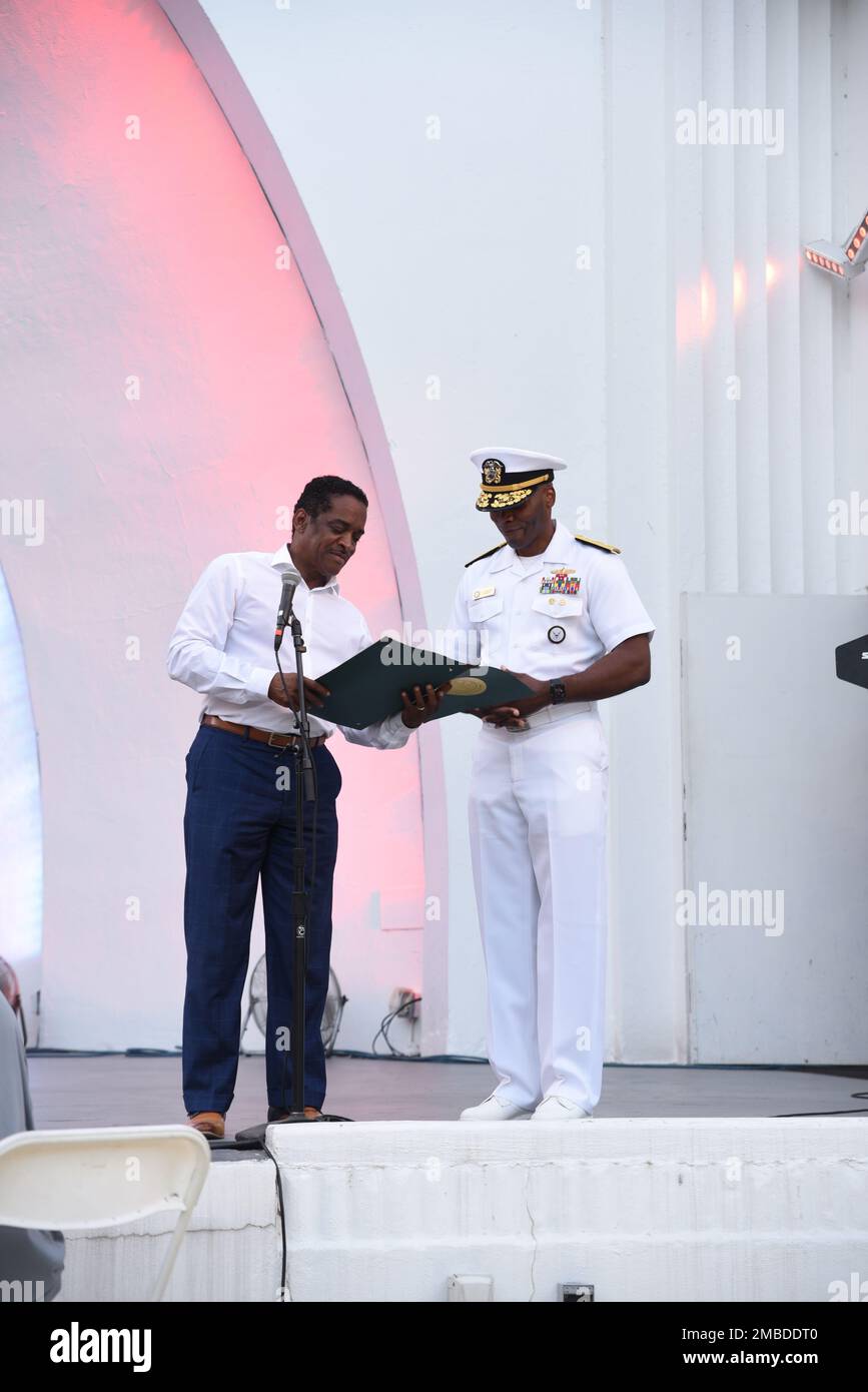 Memphis, Tenn. (June 14, 2022) County Commissioner Eddie Jones presents ...
