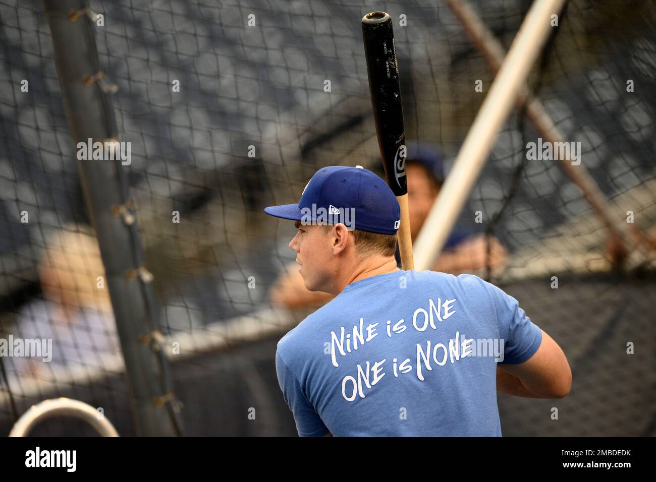 Los Angeles Dodgers' Will Smith looks on during batting practice before ...