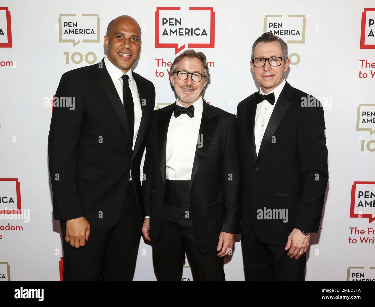 Sen. Cory Booker, D-N.J., from left, founder of Audible Don Katz and ...