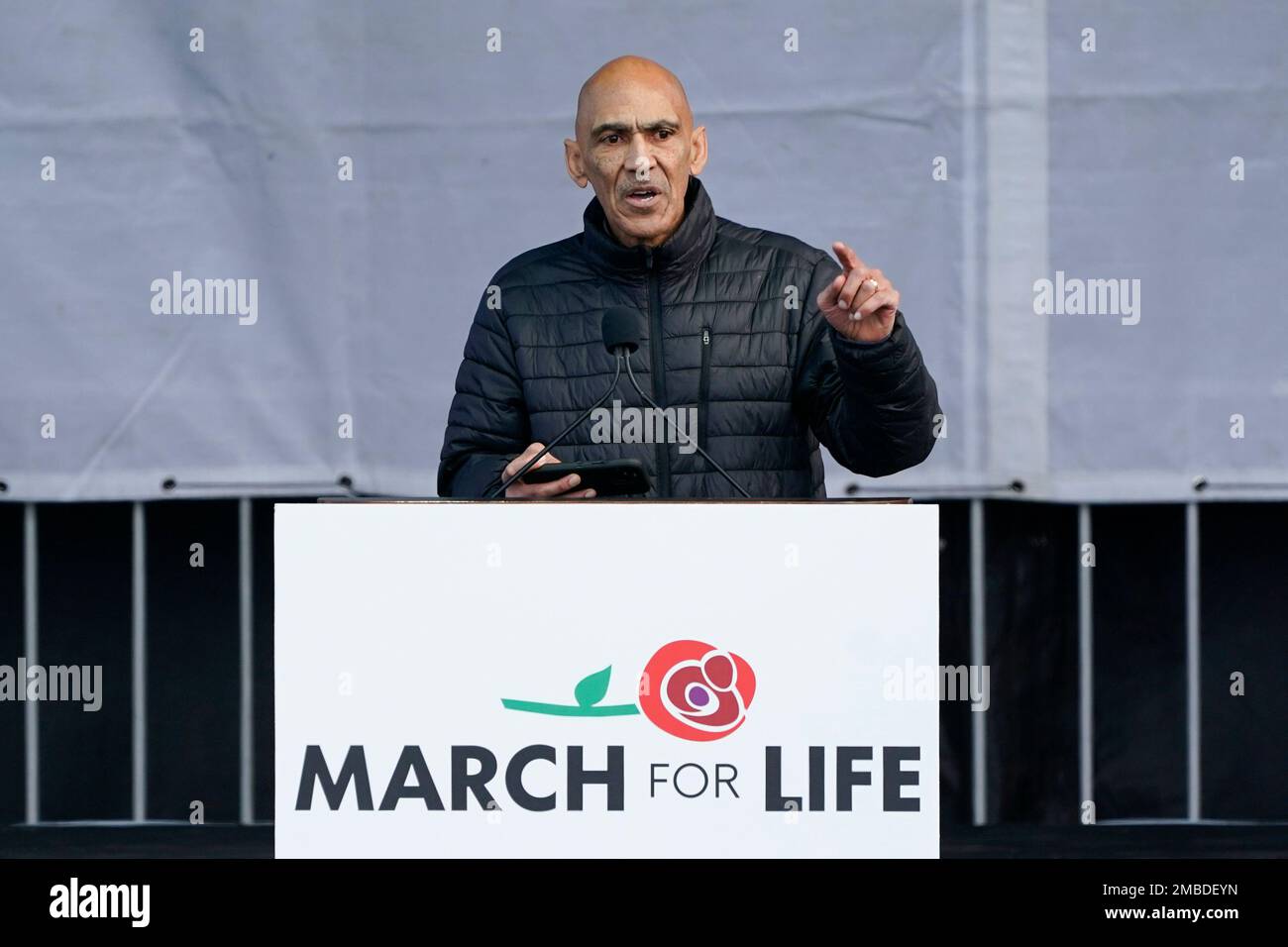 Former NFL football coach Tony Dungy speaks during the March for Life ...