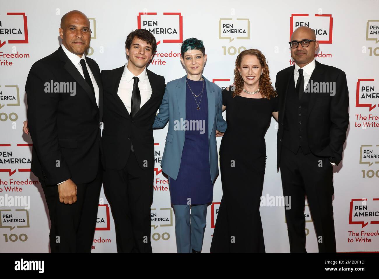 U.S. Sen. Cory Booker, D-N.J., from left, high school junior Jack ...