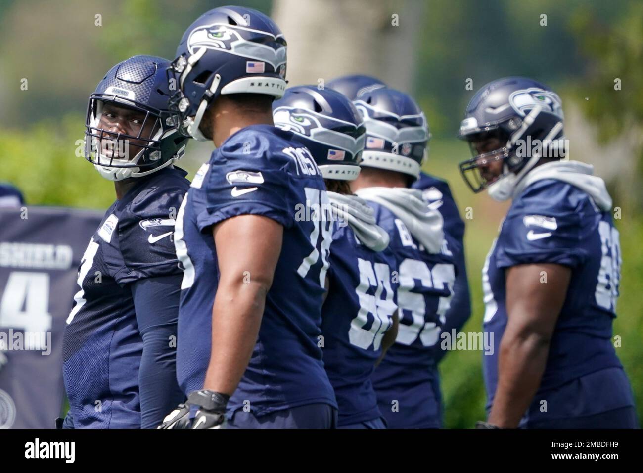 Seattle Seahawks tackle Charles Cross, left, during NFL football ...