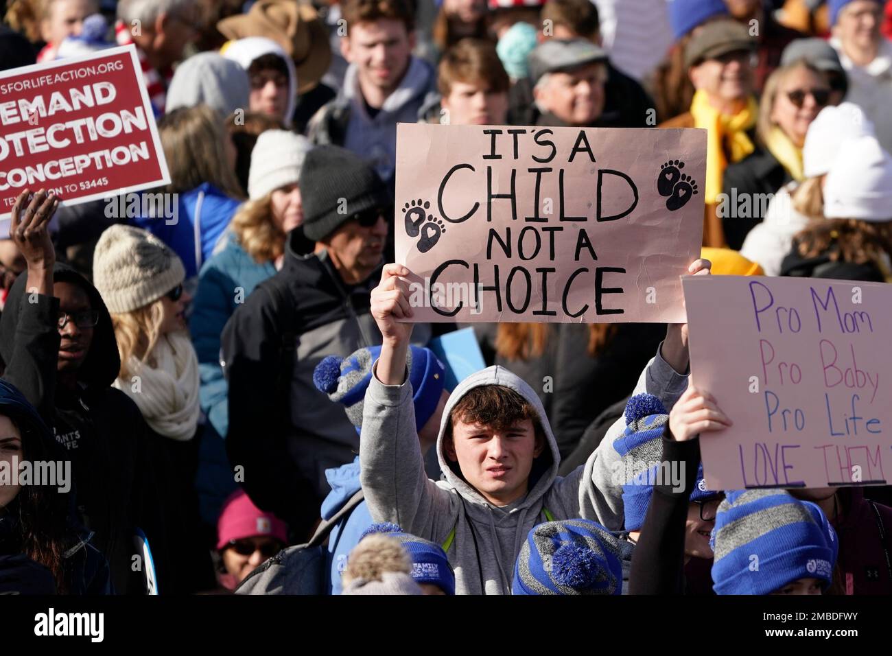 People participate in the March for Life rally Friday, Jan. 20, 2023 ...