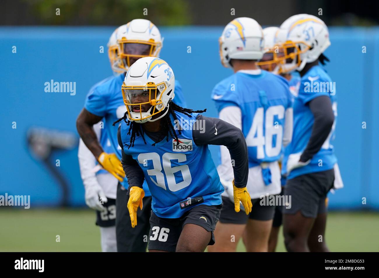 Los Angeles Chargers defensive back Ja'Sir Taylor (36) participates in ...