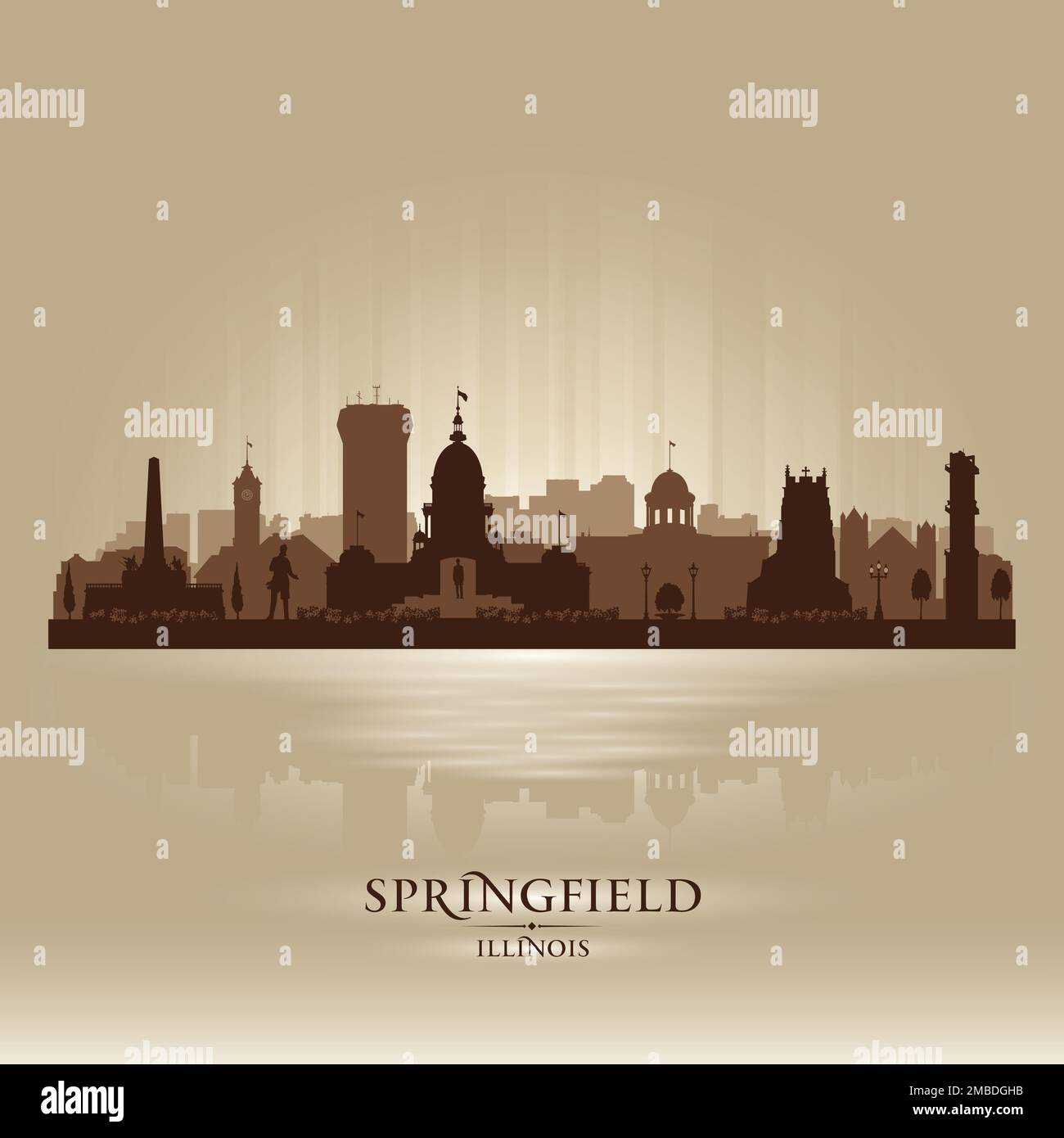 Springfield Illinois city skyline vector silhouette illustration Stock ...