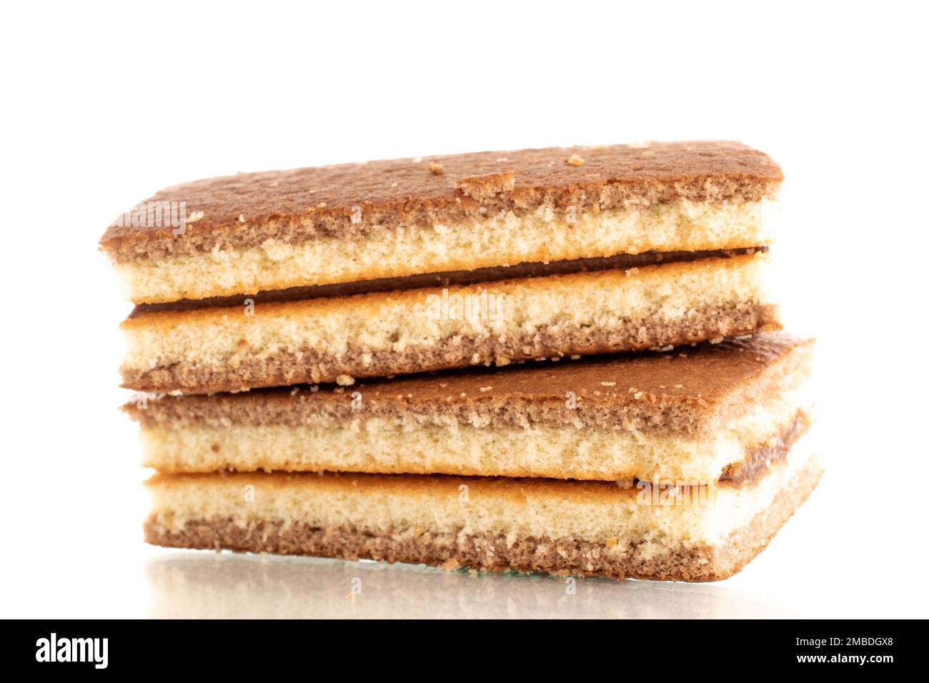 Two mini biscuit with cocoa, macro, isolated on white background Stock ...