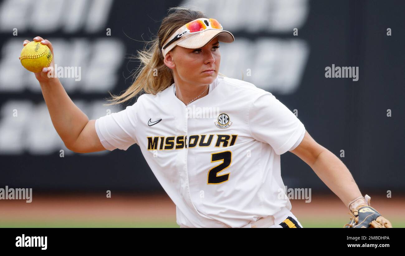 Missouri infielder Kendyll Bailey during an NCAA softball game on ...