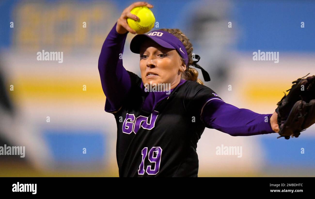 Grand Canyon relief pitcher Jacie Hambrick (19) during an NCAA softball ...