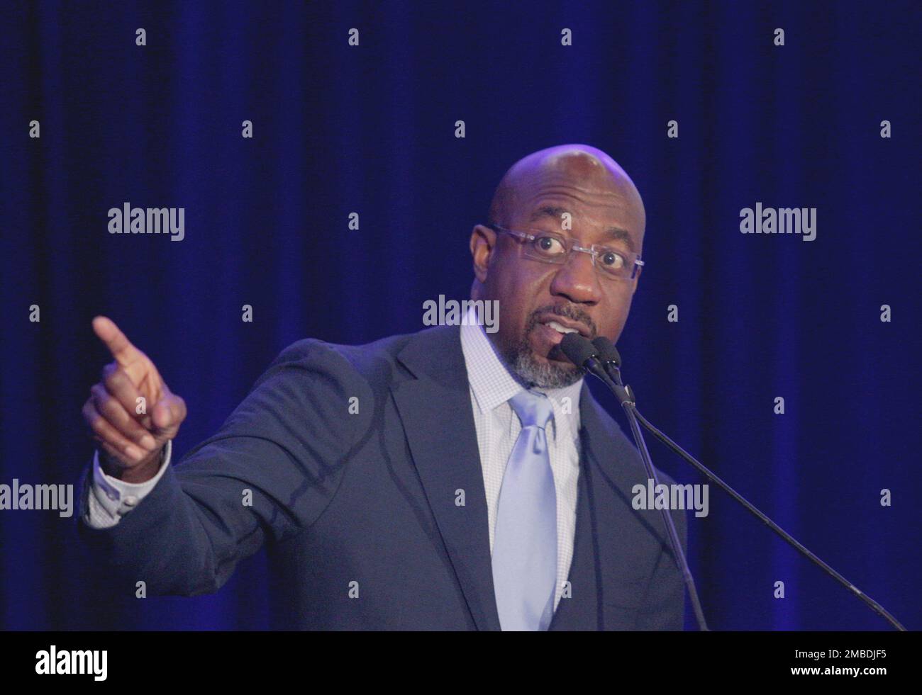 Raphael Warnock speaks at the Gwinnett County Democratic Party ...